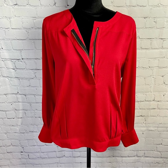 Calvin Klein | Tops | Calvin Klein Zip Front Blouse | Poshmark